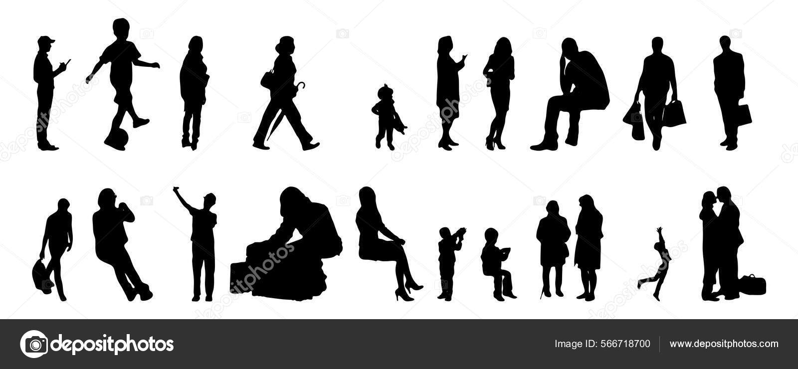 Vektorové Siluety Obrysové Siluety Lidí Obrysová Kresba Silueta Lidí ...