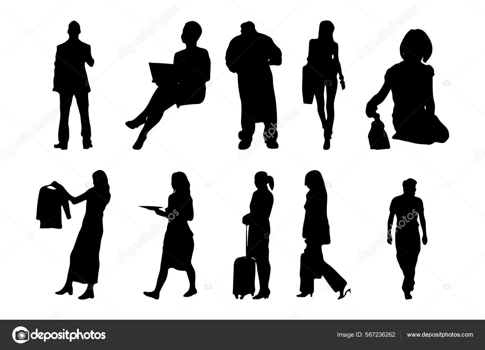 Vector Silhouettes Outline Silhouettes People Contour Drawing People ...