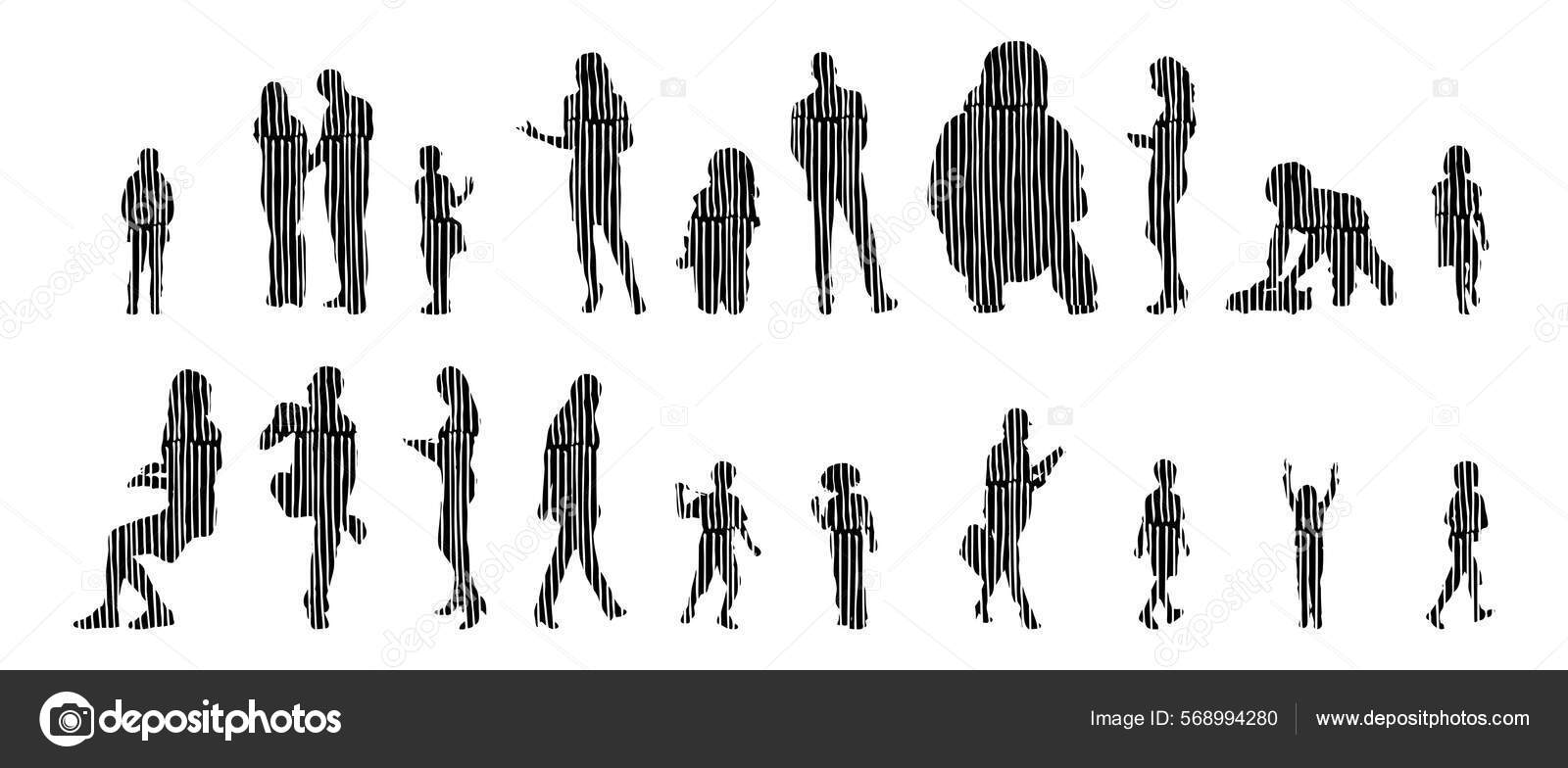 Vector Silhouettes Outline Silhouettes People Contour Drawing People ...