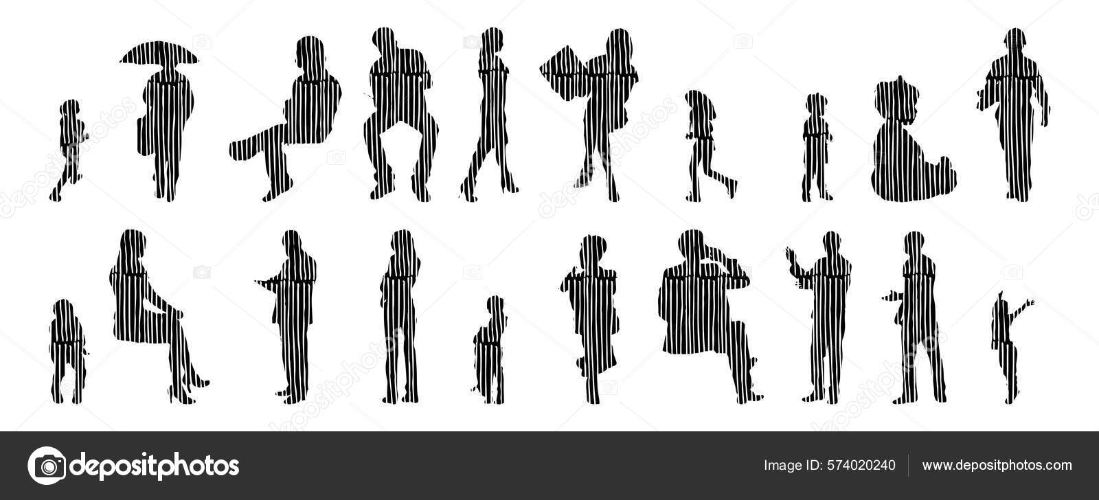 Vektorové Siluety Obrysové Siluety Lidí Obrysová Kresba Silueta Lidí ...