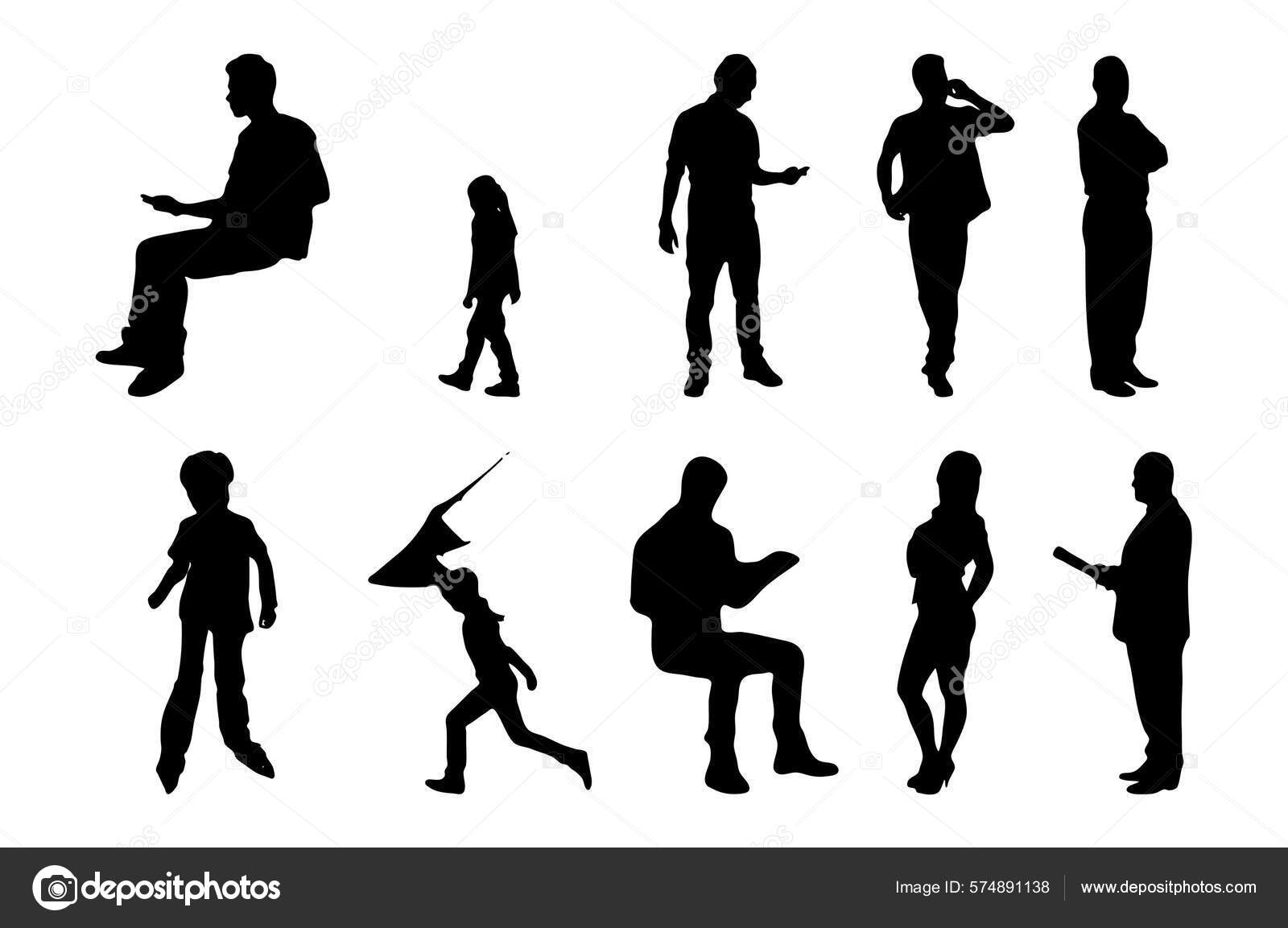 Vector Silhouettes Outline Silhouettes People Contour Drawing People