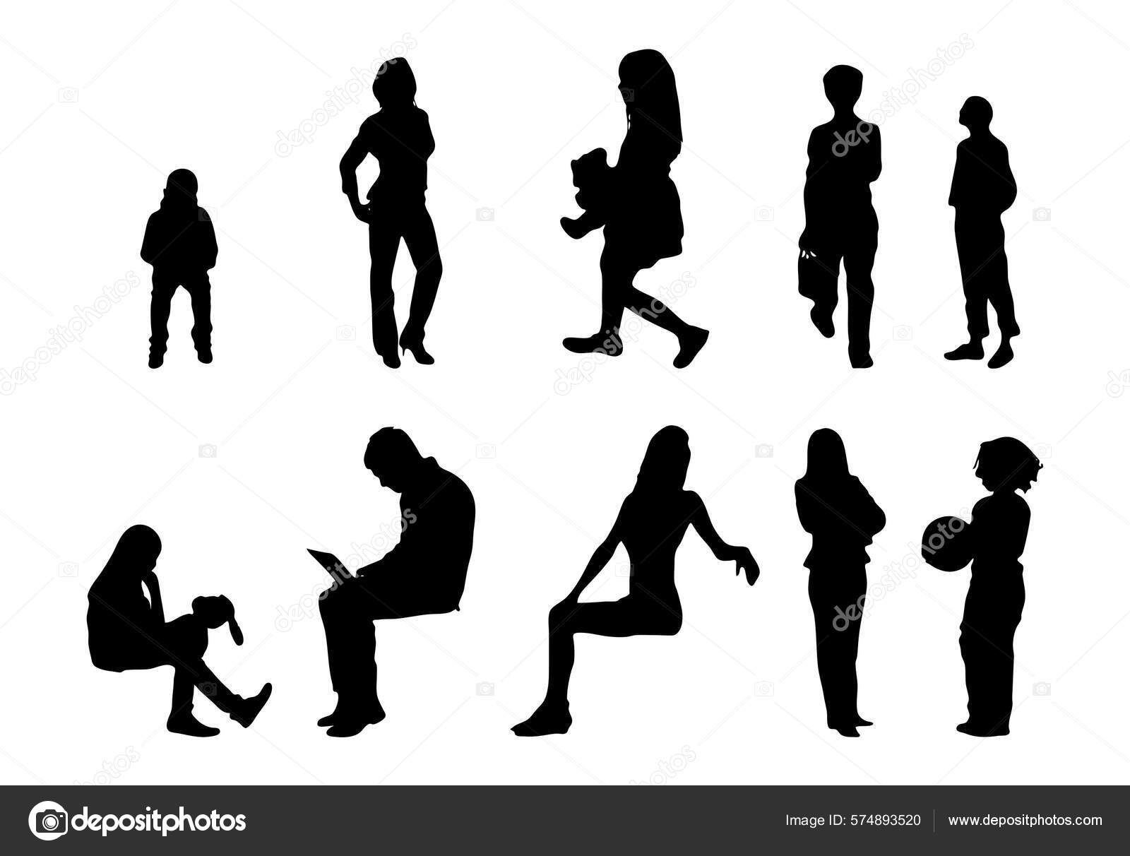Vector Silhouettes Outline Silhouettes People Contour Drawing People ...