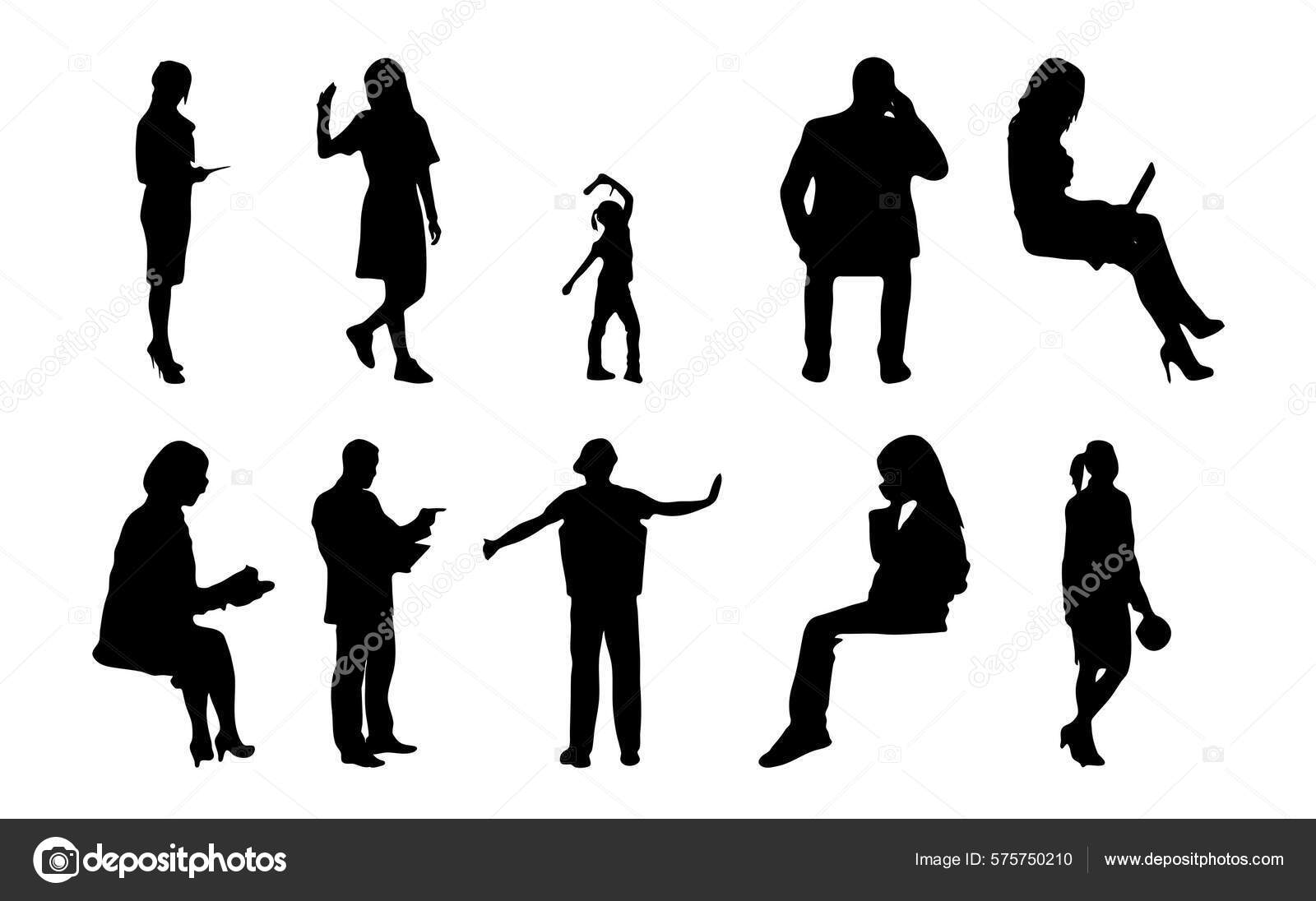 Vektorové Siluety Obrysové Siluety Lidí Obrysová Kresba Silueta Lidí ...