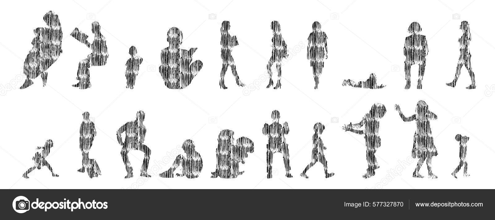 Vektorové Siluety Obrysové Siluety Lidí Obrysová Kresba Silueta Lidí ...