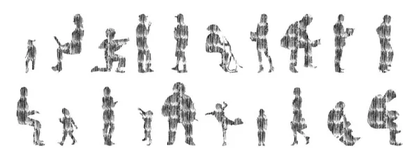 Vektorové Siluety Obrysové Siluety Lidí Obrysová Kresba Silueta Lidí ...