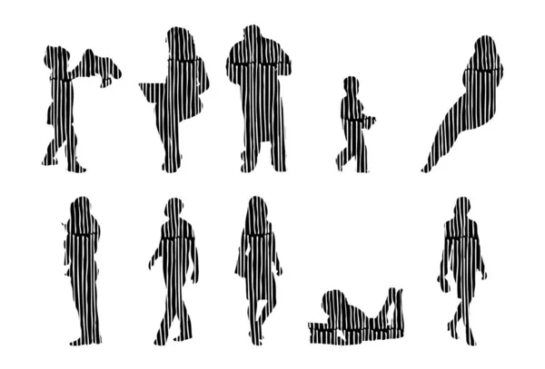 Vektorové Siluety Obrysové Siluety Lidí Obrysová Kresba Silueta Lidí ...