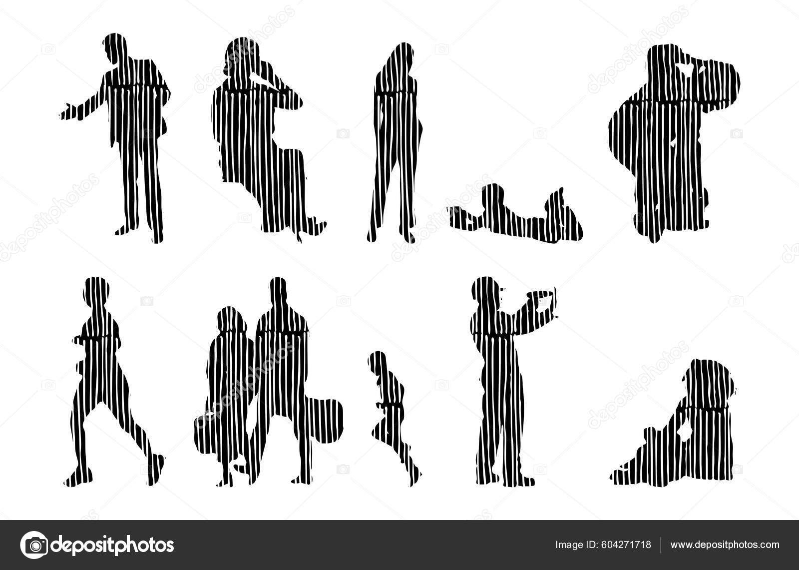 Vektorové Siluety Obrysové Siluety Lidí Obrysová Kresba Silueta Lidí ...