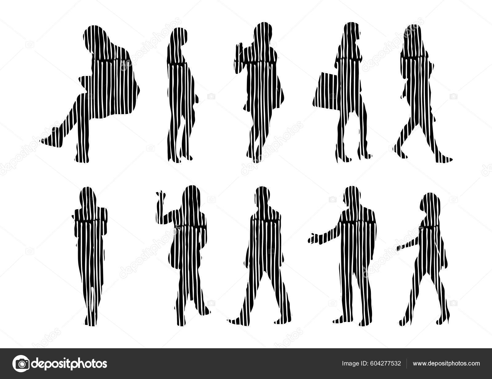Vektor Sziluettek Vázlat Sziluettek Emberek Kontúr Rajz Emberek ...