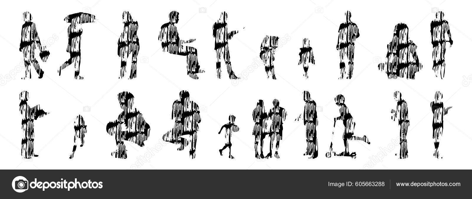 Vektorové Siluety Obrysové Siluety Lidí Obrysová Kresba Silueta Lidí ...