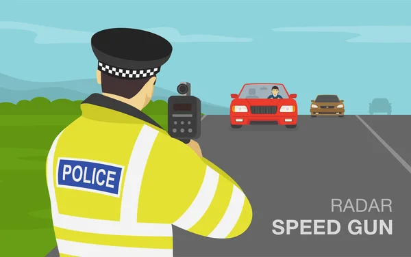 Traffic Police Checkpoint Officer Holding Speed Limit Sign Traffic Flow ...