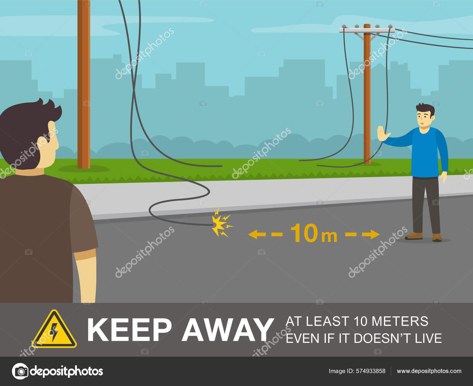 Downed Power Line Safety Rule How React Power Line Falls Stock Vector ...