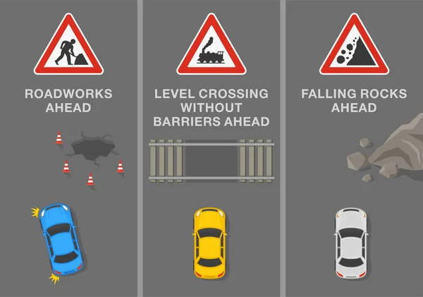 Traffic Regulation Tips Rules Signs Road Markings Meaning Road Narrows Stock Vector Image by ...