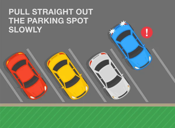 Safe parking tips and rules. Top view of a parked cars. Pull straight ...