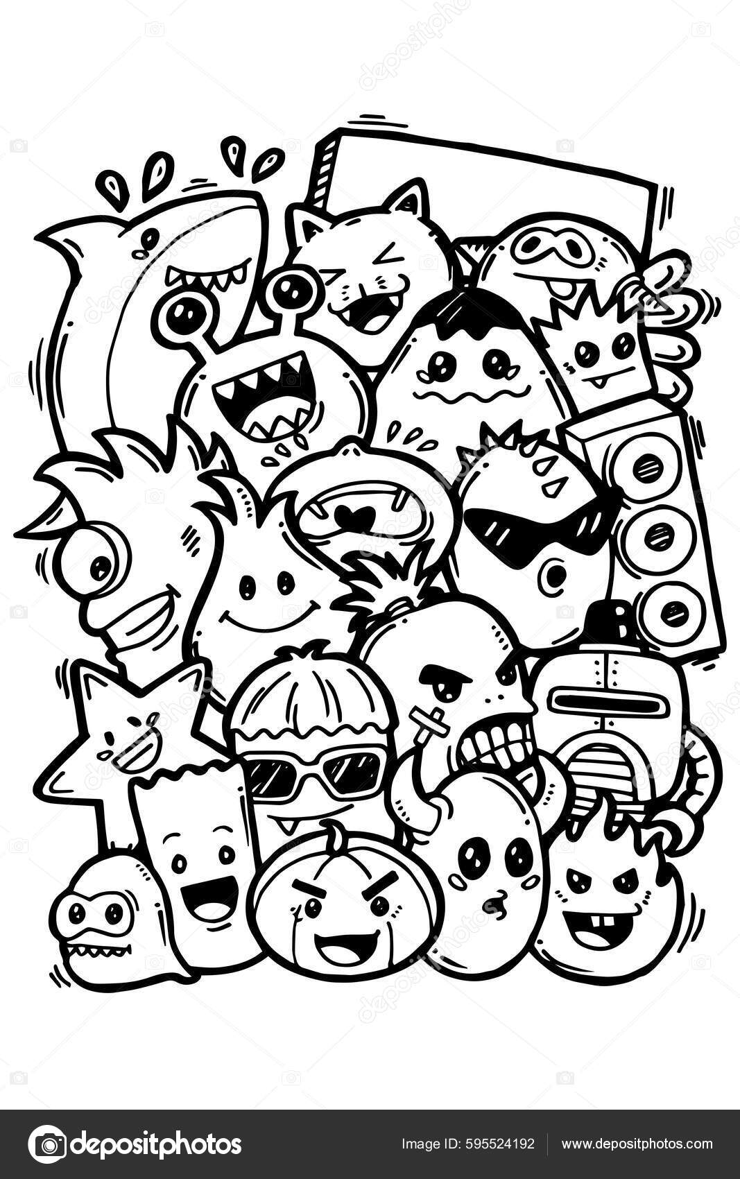 Hand Drawing Doodle Monsters Vector Illustration Stock Vector by ©Dadan ...