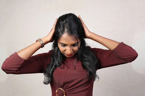 Asian Indian origin dark skin tone beautiful woman facial hand ...