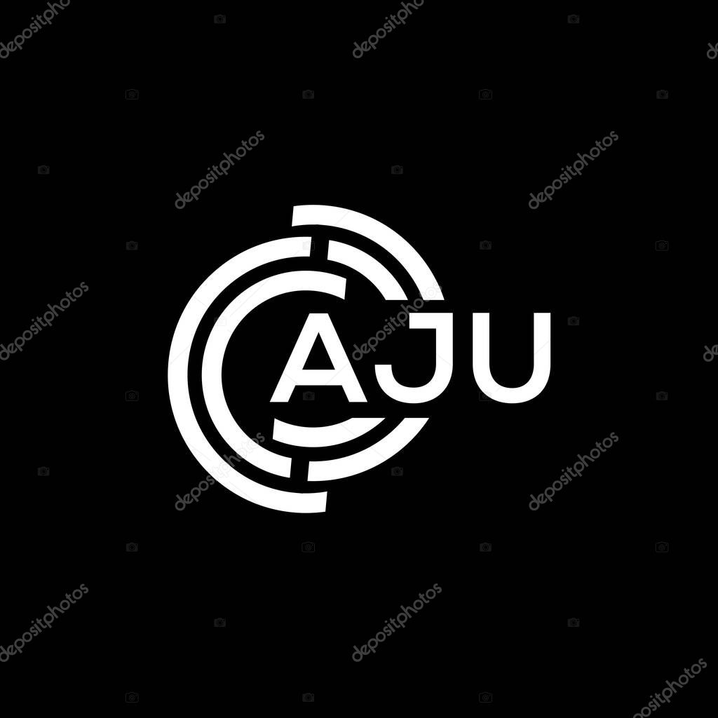Diseño del logotipo de la letra AJU sobre fondo negro. AJU iniciales ...