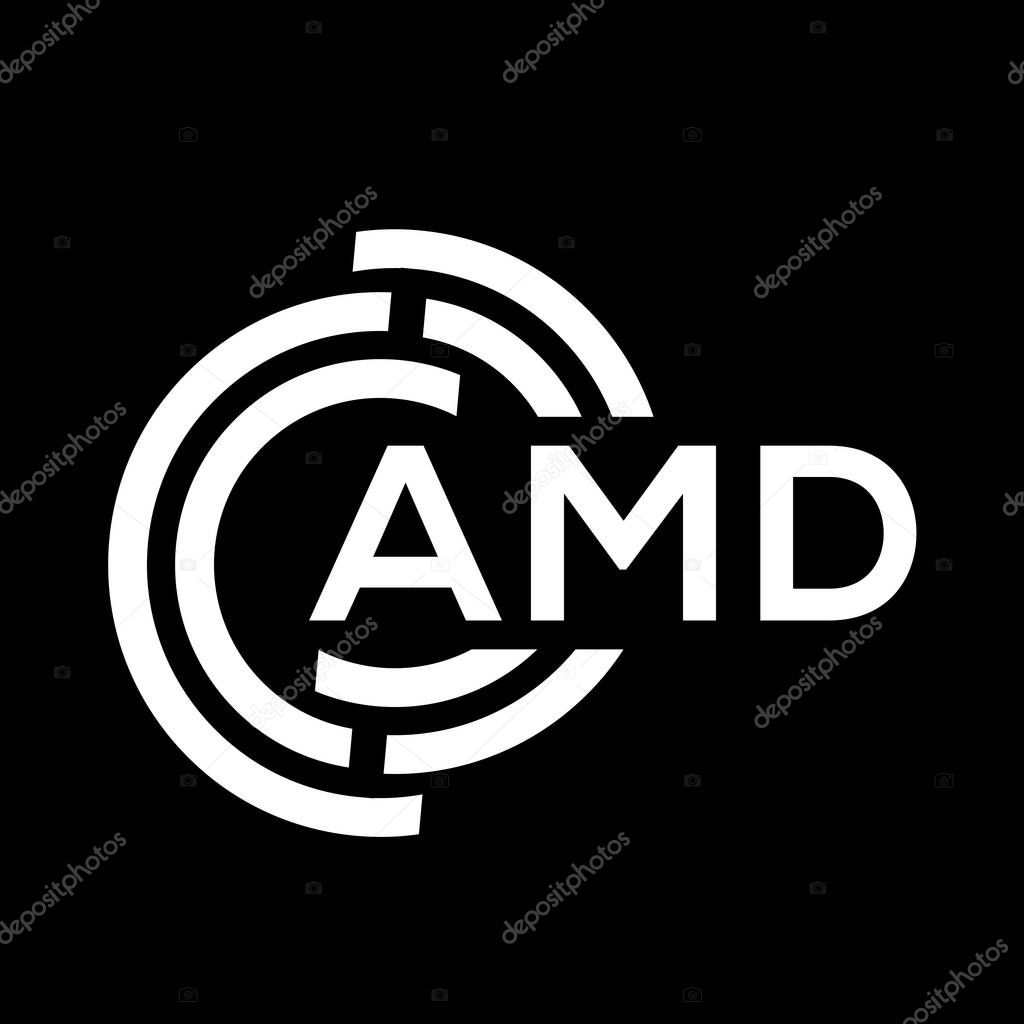 Diseño del logotipo de la letra AMD sobre fondo negro. AMD iniciales ...