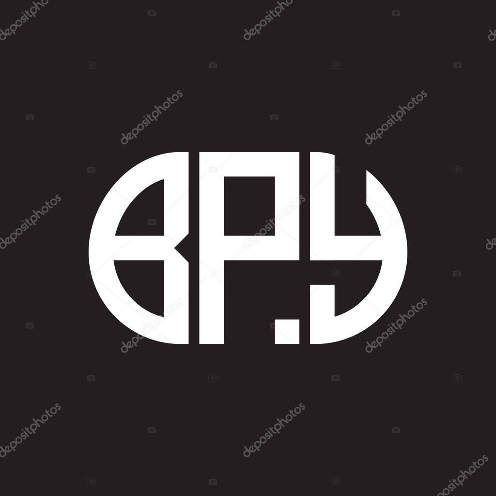Dise o del logotipo de la letra BPY sobre fondo negro. BPY 2024
