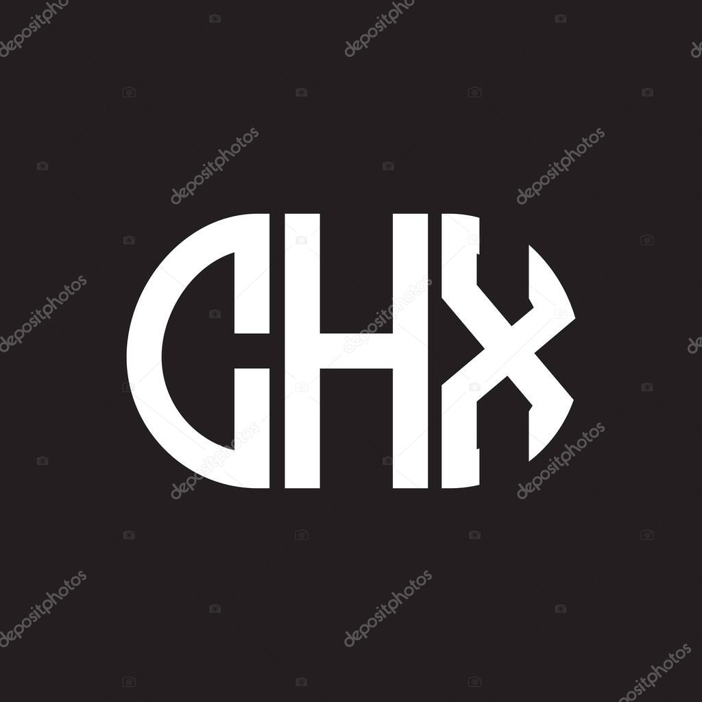Diseño del logotipo de la carta CHX sobre fondo negro. CHX iniciales creativas letra logo ...