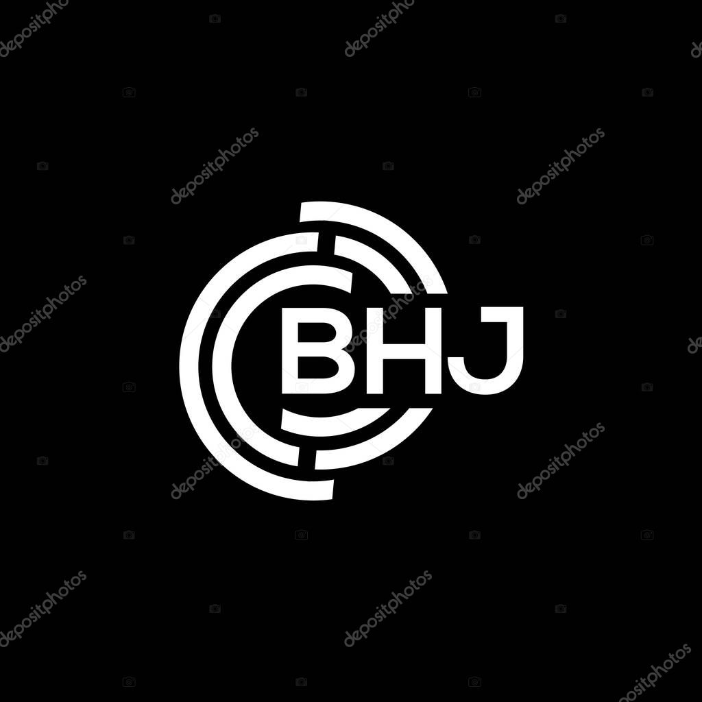 Diseño del logotipo de la letra BHJ sobre fondo negro. BHJ iniciales ...