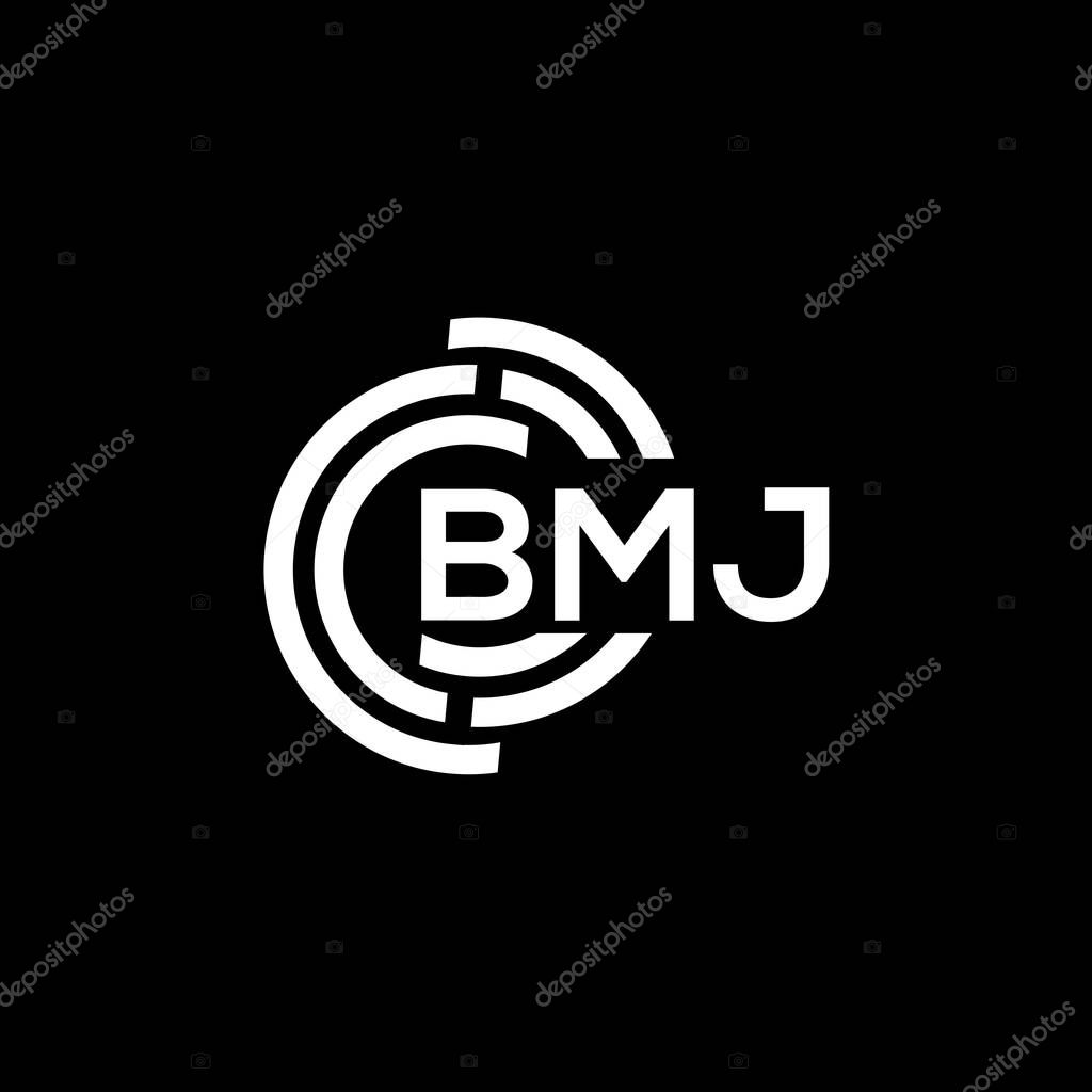Diseño del logotipo de la letra BMJ sobre fondo negro. BMJ iniciales creativas letra logo ...