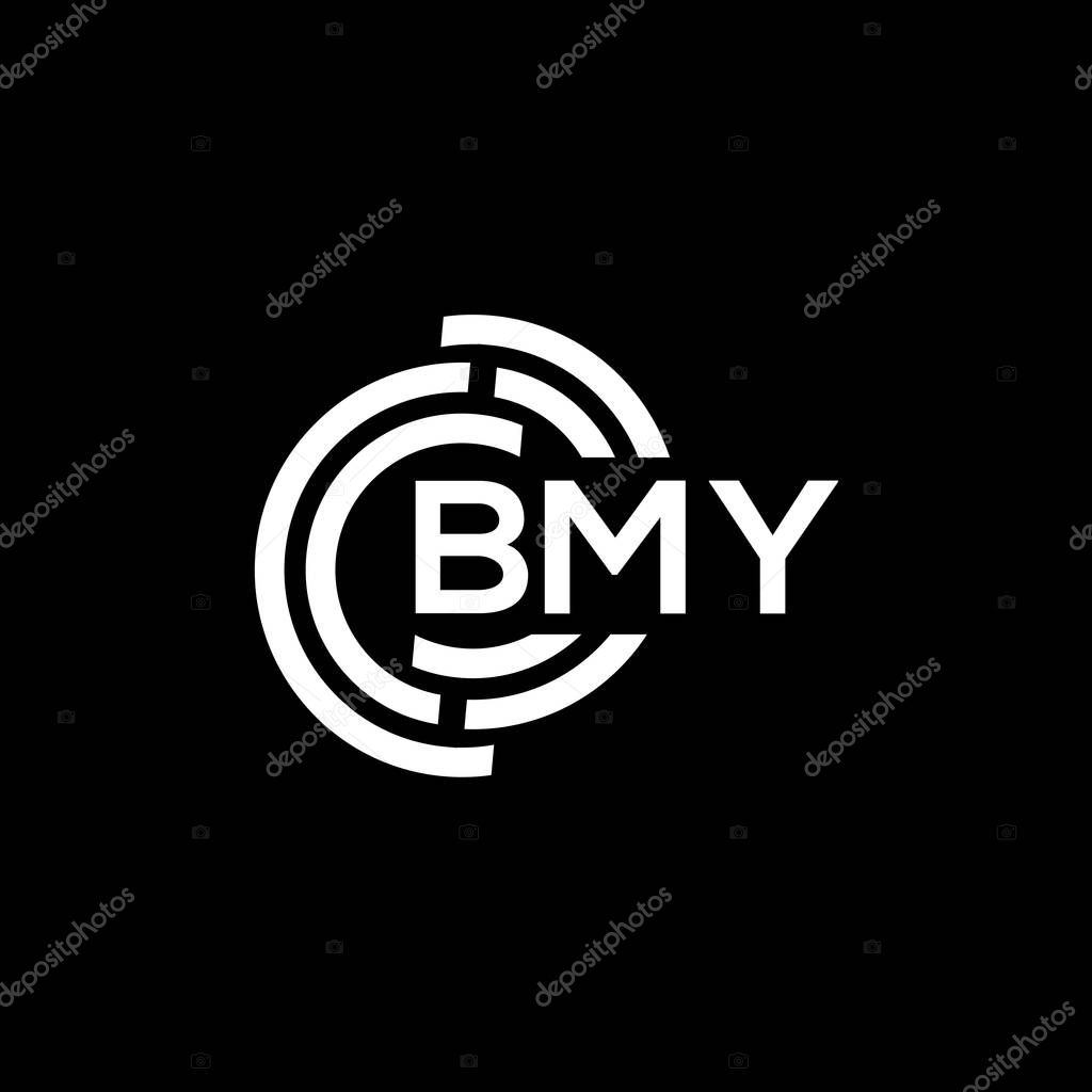 Diseño del logotipo de la letra BMY sobre fondo negro. BMY iniciales creativas letra logo ...