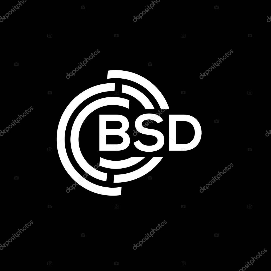 Diseño del logotipo de la letra BSD sobre fondo negro. BSD iniciales ...