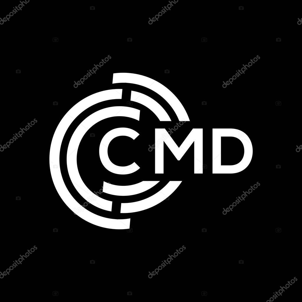 Diseño del logotipo de la letra CMD sobre fondo negro. CMD iniciales creativas letra logo ...