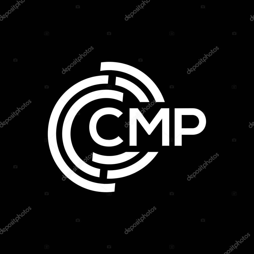 Diseño del logotipo de la letra CMP sobre fondo negro. CMP iniciales ...