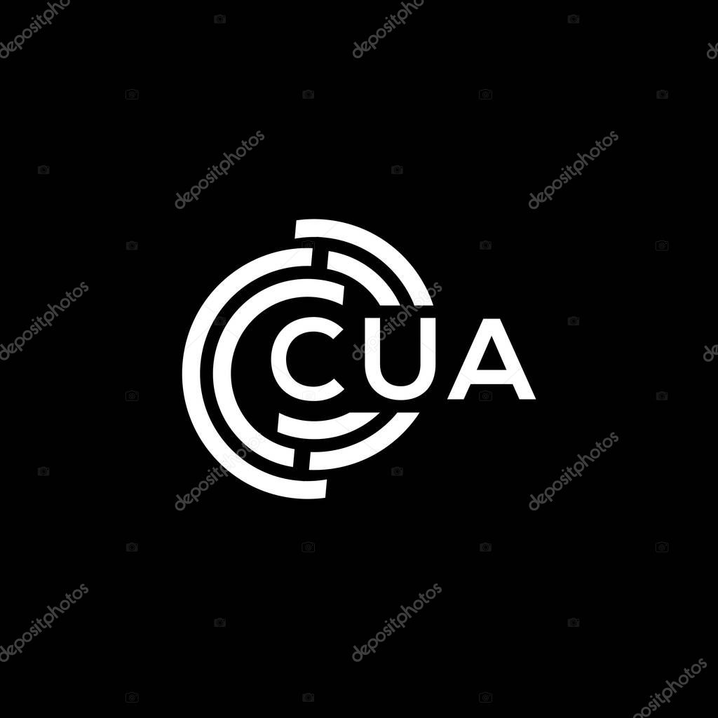 Diseño del logotipo de la letra CUA sobre fondo negro. CUA iniciales ...
