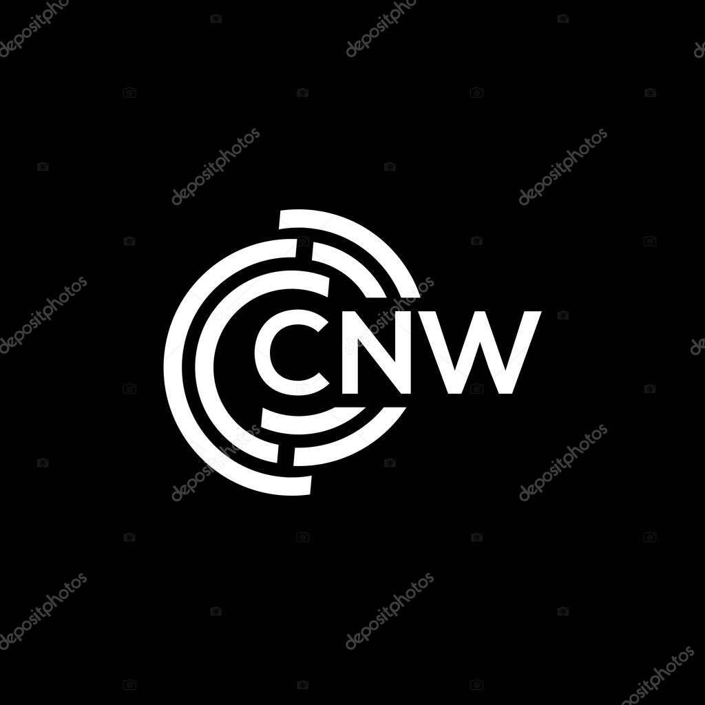 Dise o del logotipo de la letra CNW sobre fondo negro. CNW iniciales creativas letra logo ...