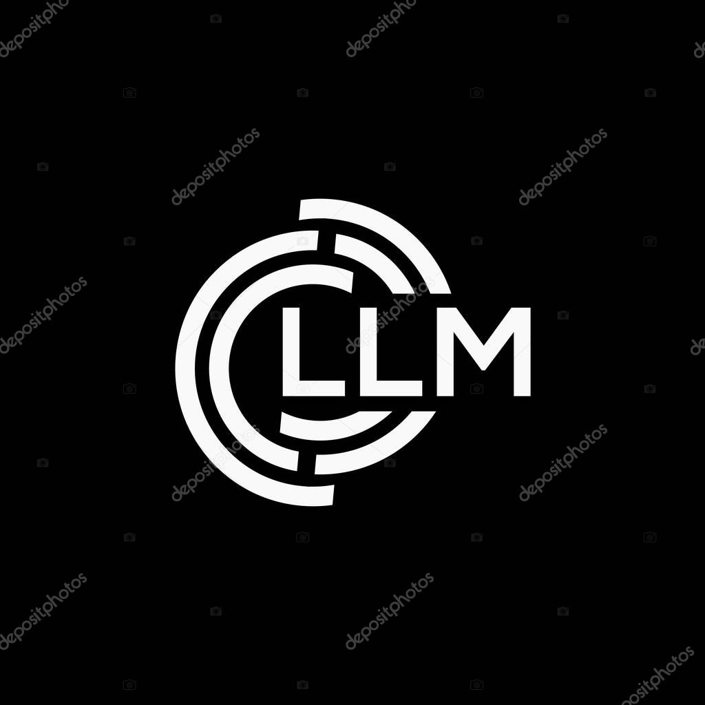 Diseño del logotipo de la letra LLM sobre fondo negro.LLM iniciales ...