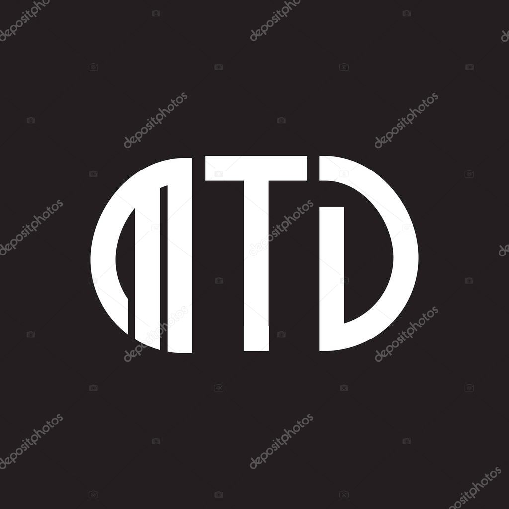 Diseño del logotipo de la letra MTD sobre fondo negro. MTD iniciales ...
