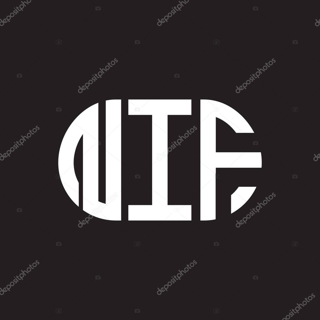 Diseño del logotipo de la letra NIF sobre fondo negro. NIF iniciales ...