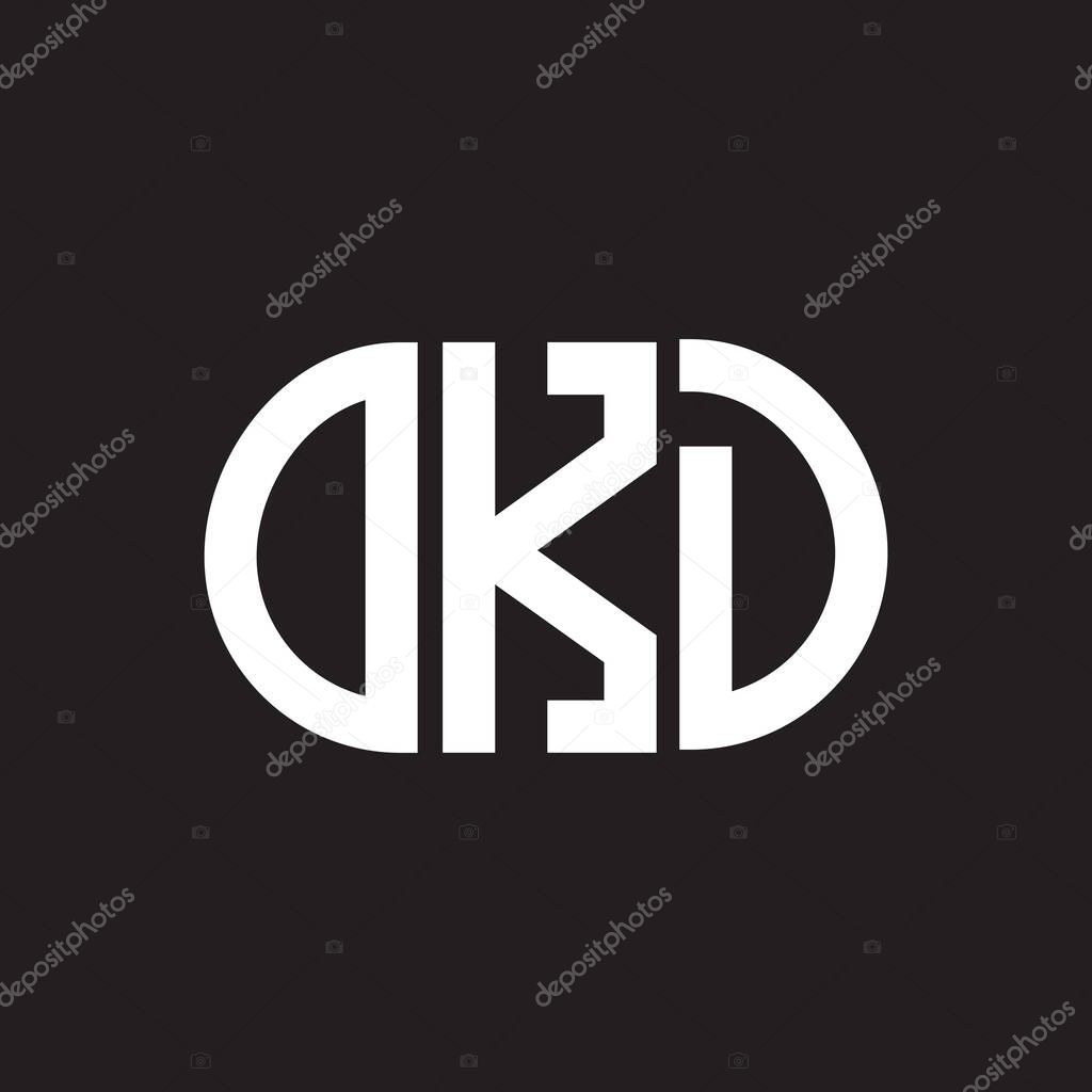 Diseño del logotipo de la letra OKD sobre fondo negro. OKD iniciales creativas letra logo ...