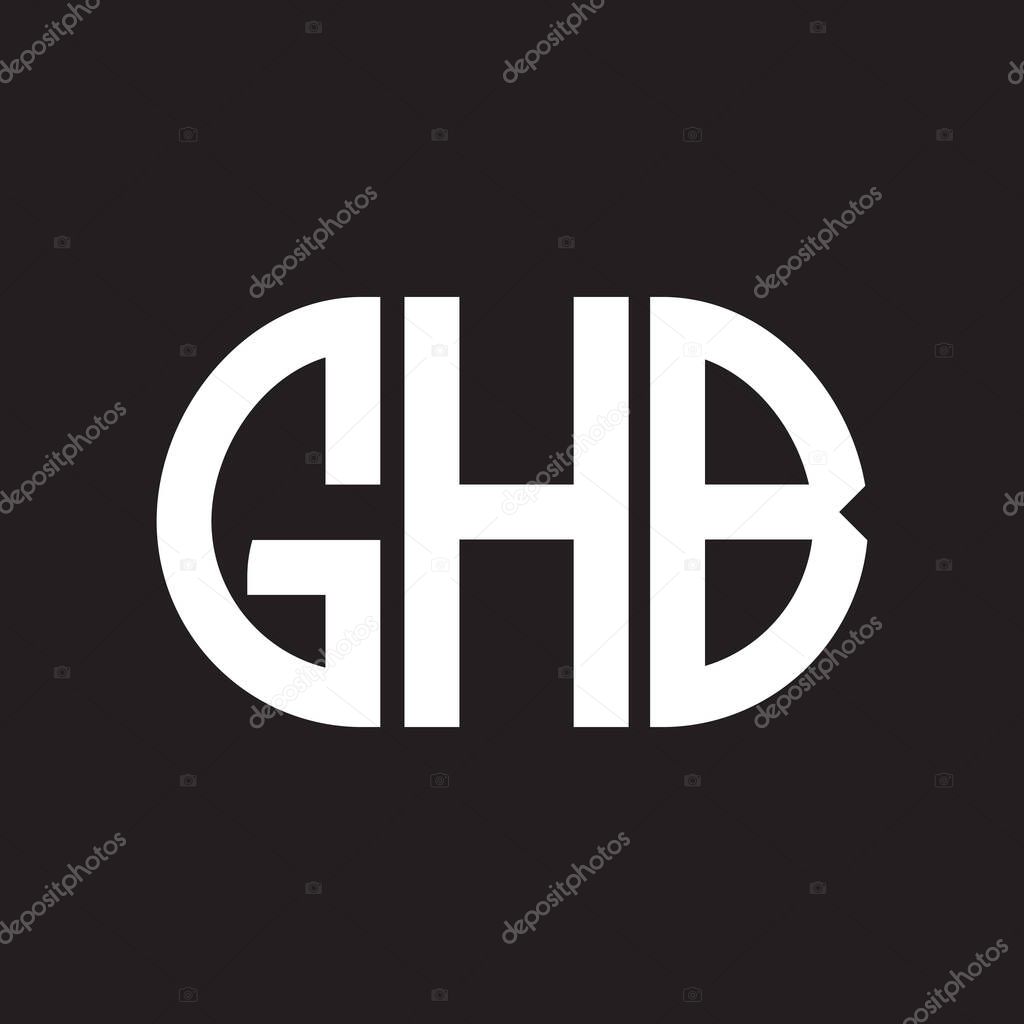 Diseño del logotipo de la letra GHB sobre fondo negro. GHB iniciales creativas letra logo ...