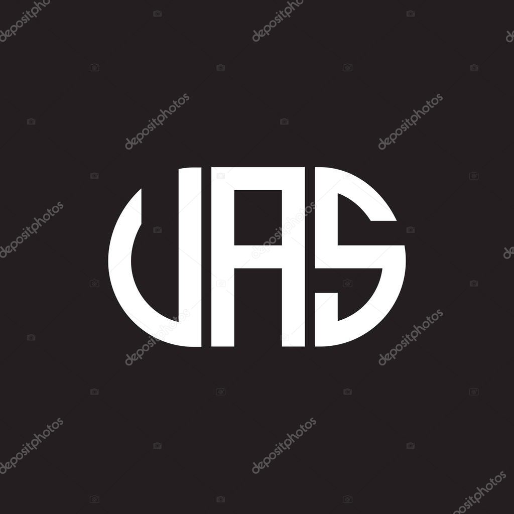 Diseño del logotipo de la letra UAS sobre fondo negro. UAS iniciales ...