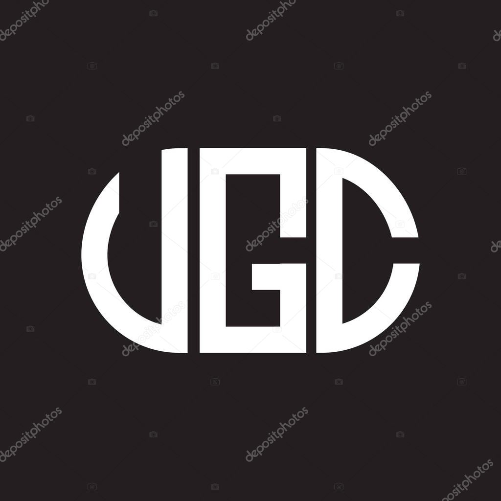 Diseño del logotipo de la letra UGC sobre fondo negro. UGC iniciales creativas letra logo ...
