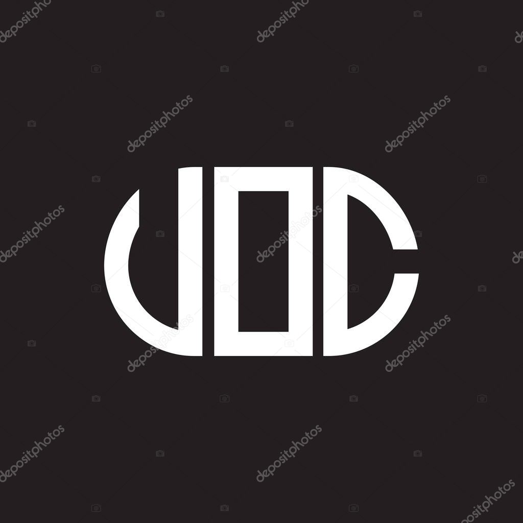 Diseño del logo de la carta de la UOC sobre fondo negro. Iniciales ...