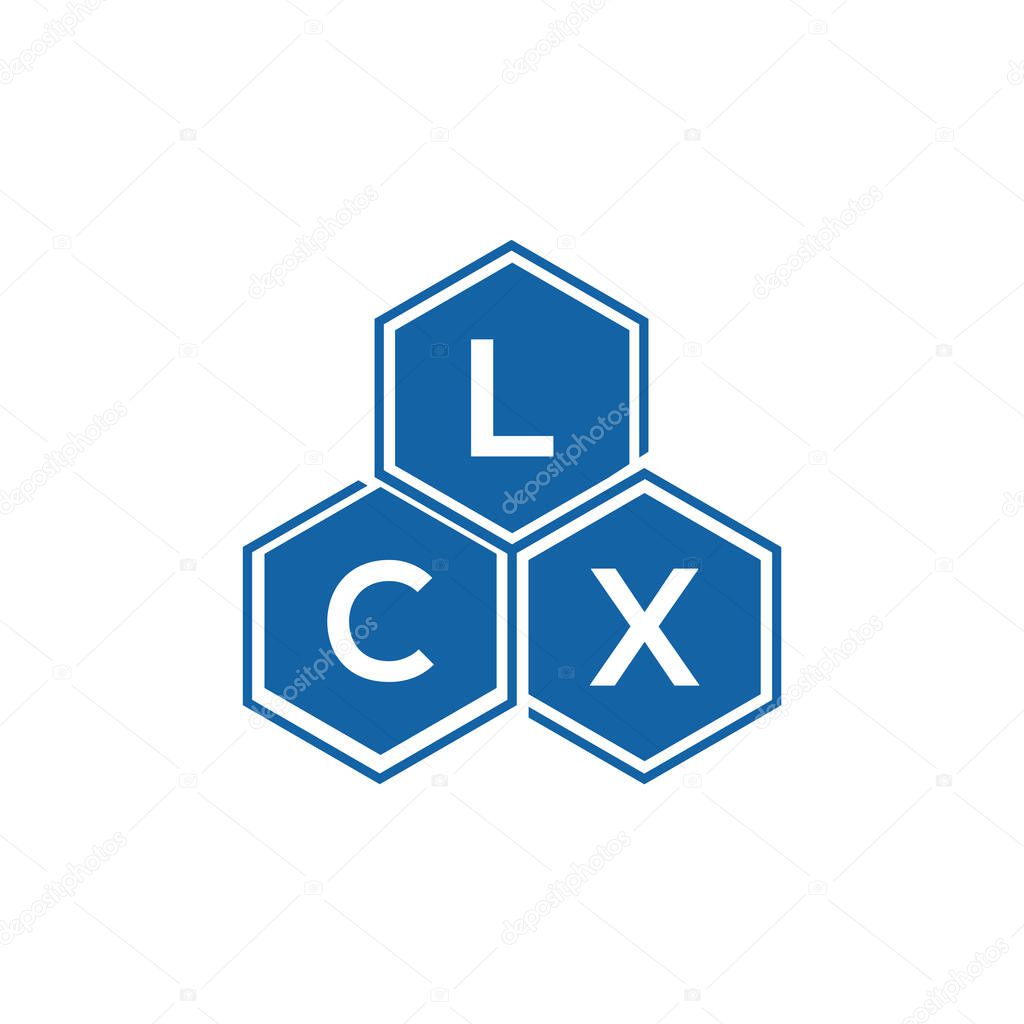 Diseño del logotipo de la letra LCX sobre fondo blanco. LCX iniciales creativas letra logo ...