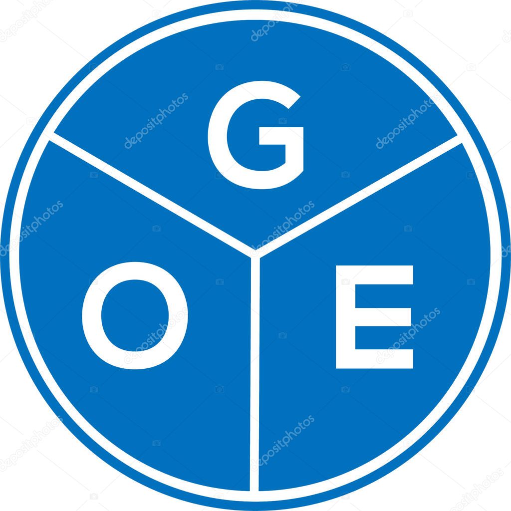 Diseño del logotipo de la letra GOE sobre fondo blanco. GOE creativo ...