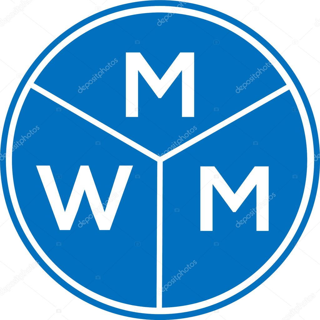 Diseño del logotipo de la letra MWM sobre fondo blanco. MWM iniciales creativas letra logo ...