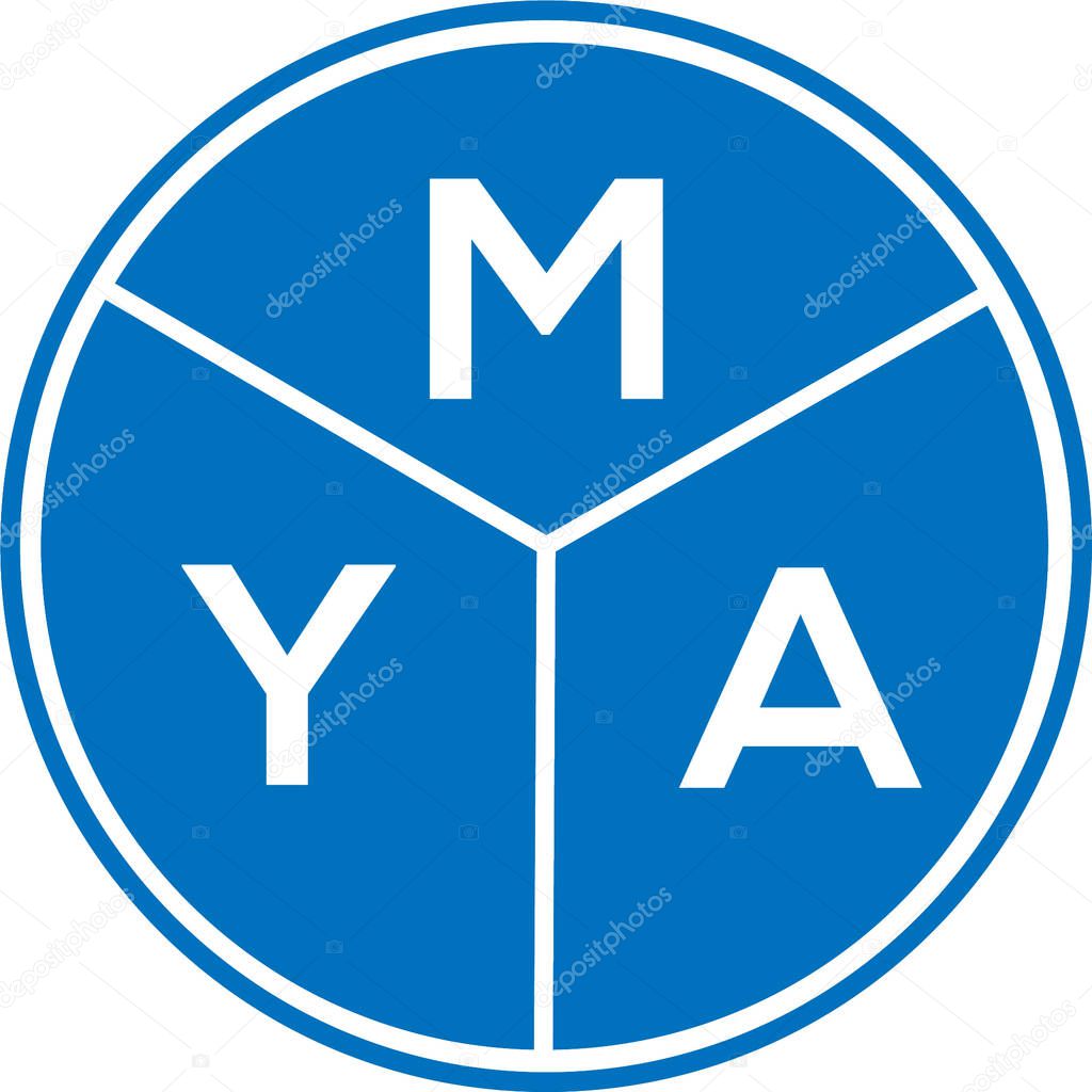 Diseño del logotipo de la letra MYA sobre fondo blanco. MYA iniciales ...