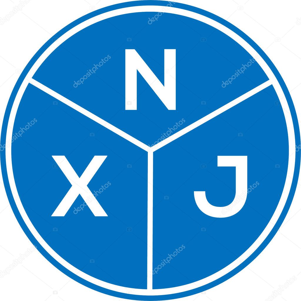 Diseño del logotipo de la letra NXJ sobre fondo blanco. NXJ iniciales ...