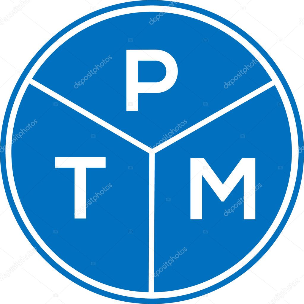 Diseño del logotipo de la letra PTM sobre fondo blanco. Concepto de ...