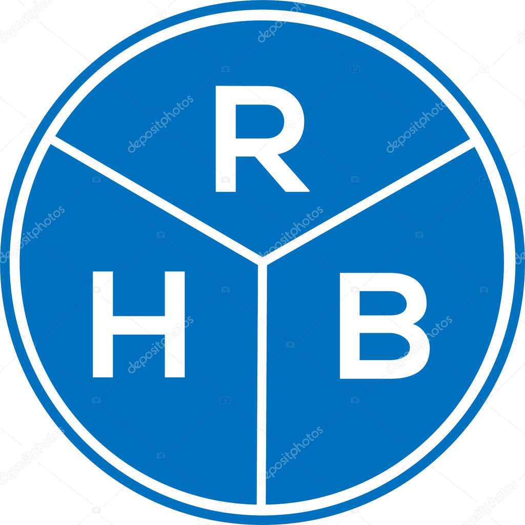 Diseño del logotipo de la letra RHB sobre fondo blanco. concepto de logotipo de letra círculo ...