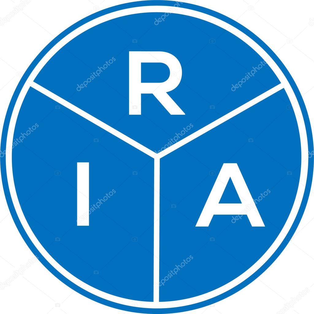 Diseño del logotipo de la letra RIA sobre fondo blanco. RIA creativo ...