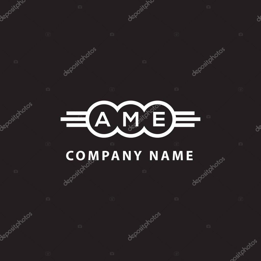 Diseño del logotipo de la letra AME sobre fondo negro. AME iniciales ...