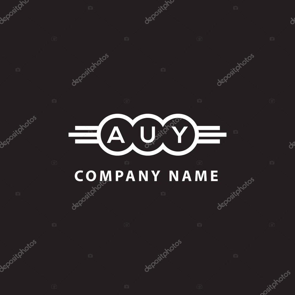 Diseño del logotipo de la letra AUY sobre fondo negro. AUY iniciales ...