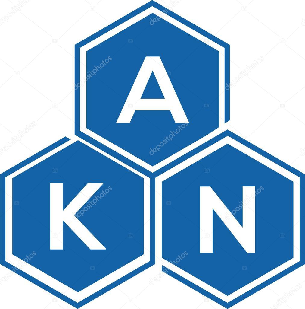 AKN diseño del logotipo de la letra sobre fondo blanco. AKN iniciales ...